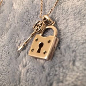 Anthropologie | Jewelry | Sterling Silver 925 Lock And Key Pendant And ...